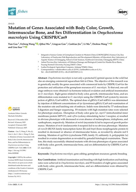 Pdf Mutation Of Genes Associated With Body Color Growth Intermuscular Bone And Sex