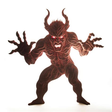 Premium Photo Sinister Charm Traditional Devil Puppet Casts A Captivating Shadow On A White