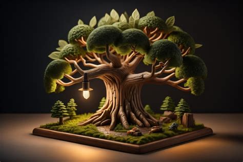 Premium AI Image A Tree With A Light Bulb On It