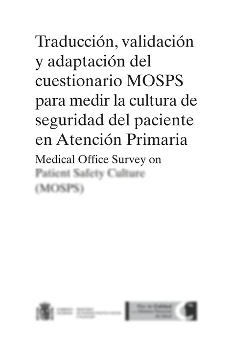 SOLUTION Traducci N Validaci N Y Adaptaci N Del Cuestionario Mosps