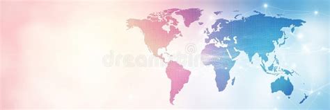 Global Connection Digital World Map With Network Lines Visualizing