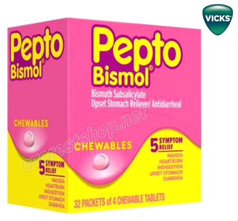 Pepto Bismol Chewable Tablets 32 X 4 Tablets Everest