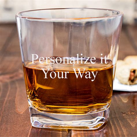 Personalized Cube Rocks Glass Whiskey Glass