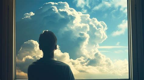Deep Reflection Contemplating Clouds Premium Ai Generated Image