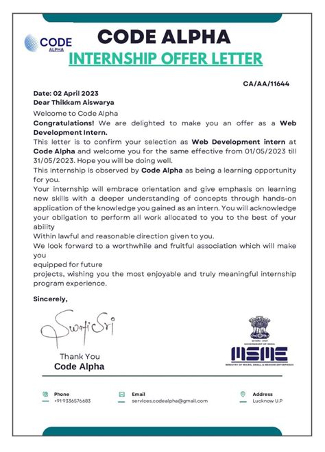 Aishwarya Reddy On Linkedin Connections Codealpha Intern