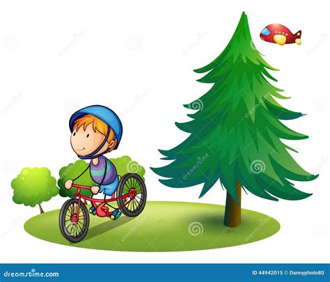 Pojke Och Cykel Vektor Illustrationer Illustration Av Illustration