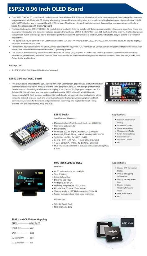 Modul ESP32 Cu Ecran OLED Devkit V1 WROOM 32 Wi Fi Bluetooth IoT