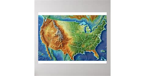 Topographic Usa Map Poster Zazzle