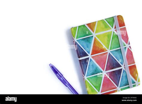Colorful Rainbow Notebook With Pen On White Background Rainbow Colors