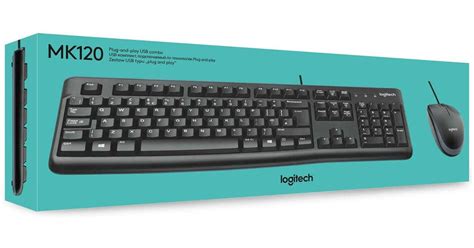 Logitech MK120 Durable Spill Resistant Comfortable FULL SIZE USB Wired Keyboard Mouse