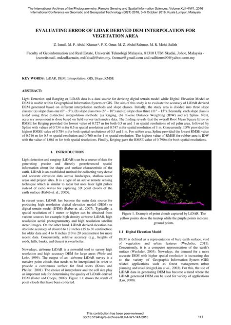 Pdf Evaluating Error Of Lidar Derived Dem Interpolation For