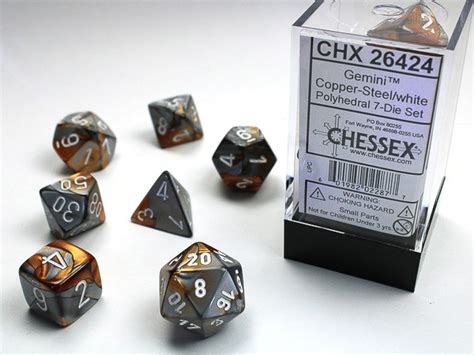 Chessex 26424 Gemini® Polyhedral Copper Steelwhite 7 Die Set