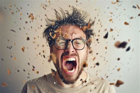 Premium Photo Man Screaming In Front Of Confetti