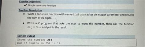 Solved Exercise Objectives Simple Recursive Function Problem