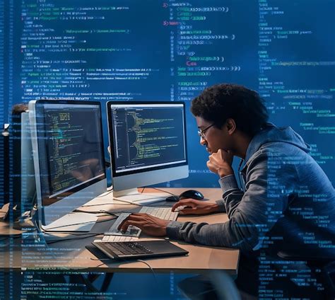 coder engineer working with his pc premium ai generated image