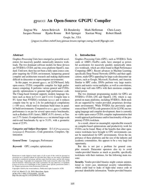 Gpucc An Open Source Gpgpu Compiler Pdf Compiler Graphics Processing Unit