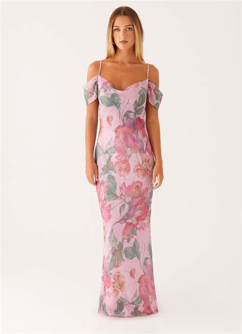 Seline Maxi Dress Pink Floral Peppermayo Uk
