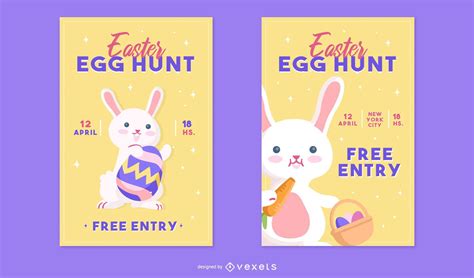 Easter Egg Hunt Poster Set Vector Download