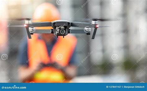 Engineer Man Flying Drone Over Construction Site Stock Image Image Of Construction Aircraft