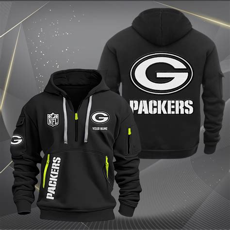 Green Bay Packers White Logo Nfl Quarter Zip Hoodie Neasalamis Neasalamis