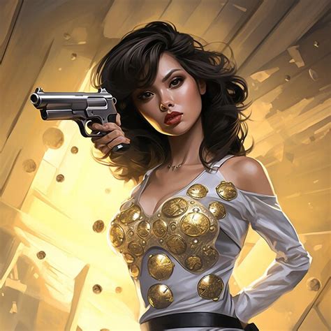 Premium Photo An Image Of A Woman Holding A Gun And Is Pointing To