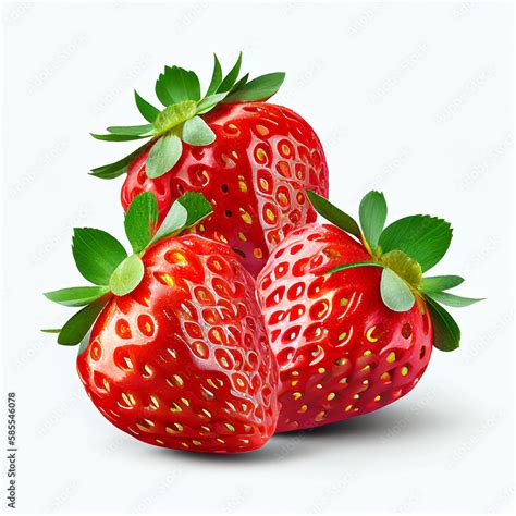 Ilustrace Fraises de saison fraiches extra lumineuses isolées en
