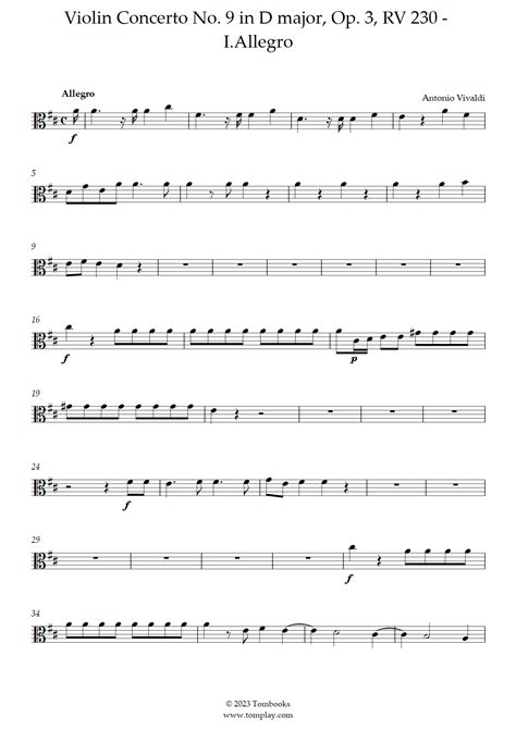 Violin Concerto No 9 In D Major Op 3 Rv 230 I Allegro Vivaldi