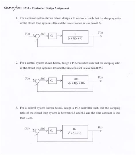 Skmmsme 3233 Controller Design Assignment 1 For A
