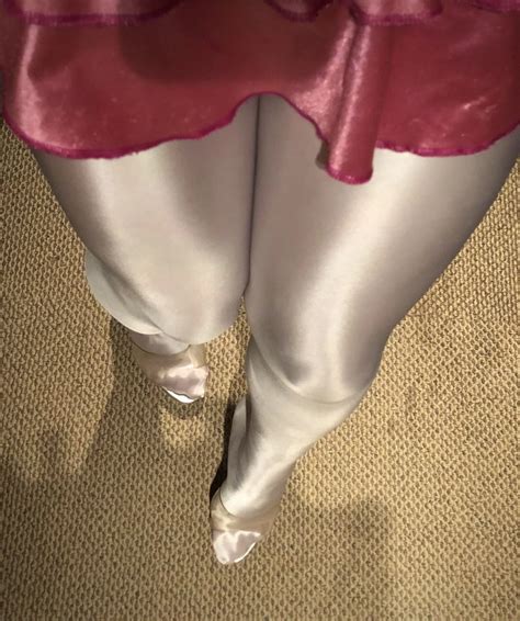 So Brighty White Glossy Tights And Super High Heels 3 Pics Xhamster
