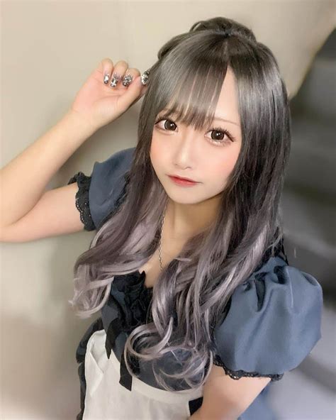 ゆゆぴょんさんのインスタグラム写真 ゆゆぴょんinstagram「new Hair 💜🖤 コンカフェ コンカフェ嬢