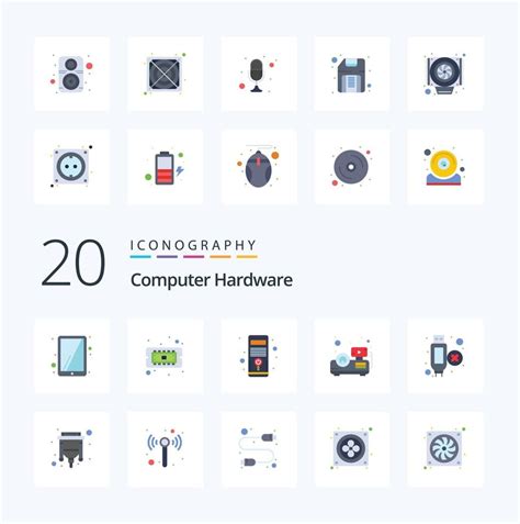 20 Computer Hardware Flat Color Icon Pack Like Cable Extension Hardware Cable Presentation