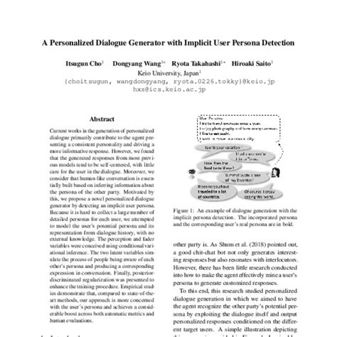 A Personalized Dialogue Generator With Implicit User Persona Detection Acl Anthology