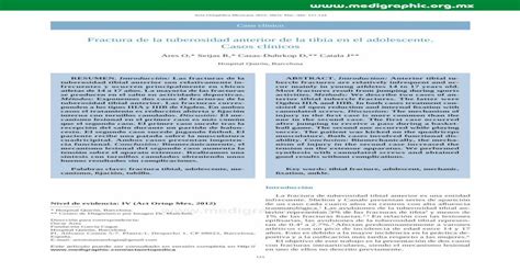 Fractura De La Tuberosidad Anterior De La Tibia En El · Al Igual