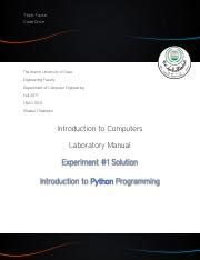 Lab Introduction To Python Programming Solution Pdf Think Twice Code Once The Islamic