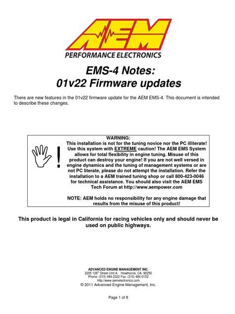 Aem Ems 4 Setup Notes 01v22 Firmware Updates Pdf Electronics