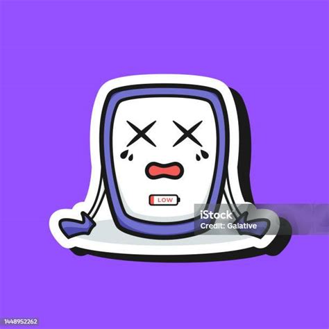귀여운 사랑스러운 만화 행복 한 재미 로봇 스마트 폰 안드로이드 그림 스티커 아이콘 마스코트 로고 귀여운에 대한 스톡 벡터 아트