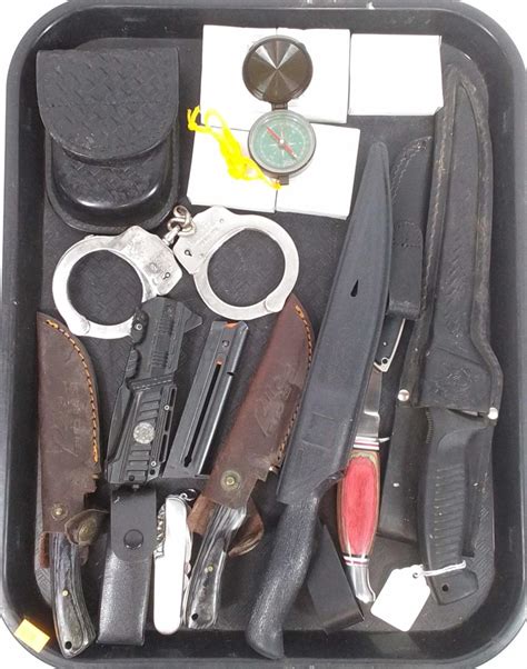 Lot Assorted Knives Compass Cuffs