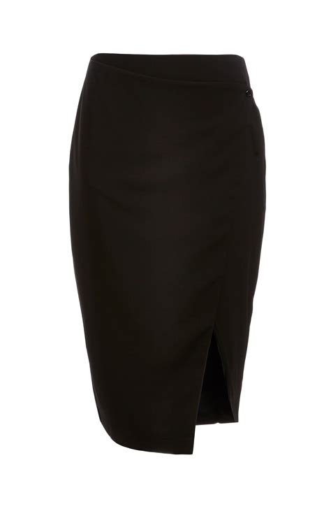 Glamorous Asymmetric Hem Wrap Pencil Skirt In Black Dailylook