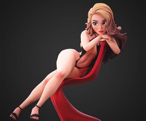 Artstation Cartoon Sexy Girl Character Rigged 3d Model Game Assets