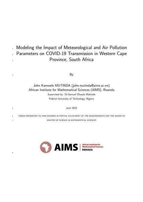 Pdf Modeling The Impact Of Meteorological And Air Pollution 1