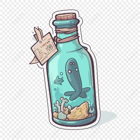 병 속의 바다 생물의 스티커 일러스트 클립 아트 벡터상표 Png 일러스트 무료 다운로드 Lovepik