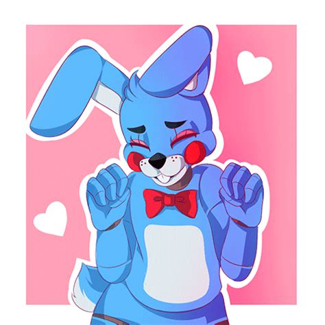 A Blue Bunny With Red Eyes And A Bow Tie Standing In Front Of A Pink Background