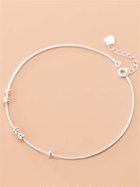 925 Sterling Silver Minimalist Round Anklet 1000125497