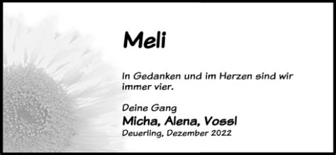 Traueranzeigen Von Meli Mittelbayerische Trauer
