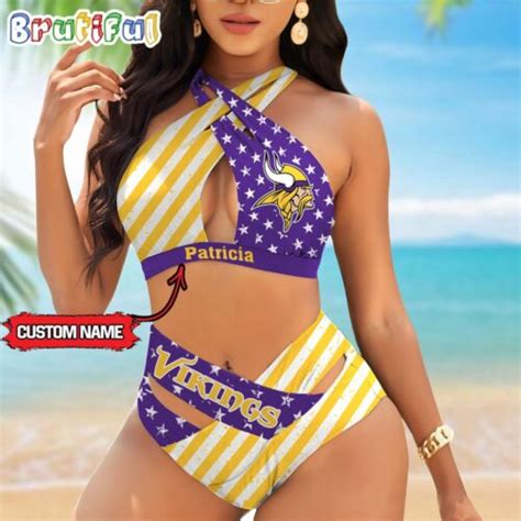 Nfl Minnesota Vikings Women Bikini Set Summer Football Bikini Sets