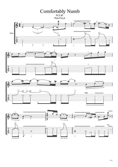 Comfortably Numb Pulse Guitar Solo Tab Pink Floyd