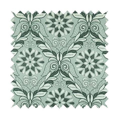 Sultan Collection Damask Floral Pattern Silver Shine Effect Teal Green