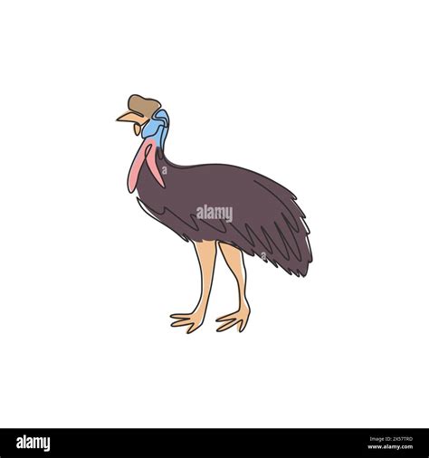 One Single Line Drawing Of Beauty Cassowary For Company Logo Identity