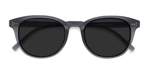 Gray Wayfarer Prescription Sunglasses Large Plastic Eyewear Hidden Oval