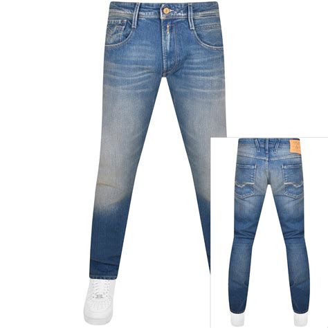 Replay Anbass Slim Fit Mid Wash Jeans Blue Mainline Menswear